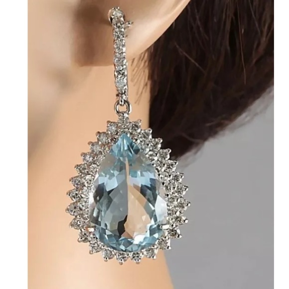Jewelry | Gorgeous Aquamarine Simulated Diamond Earrings | Poshmark